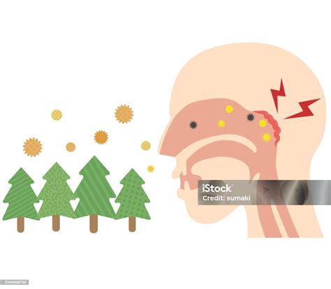 Ilustración De Perfil De Una Persona Con Rinitis Causada Por El Polen