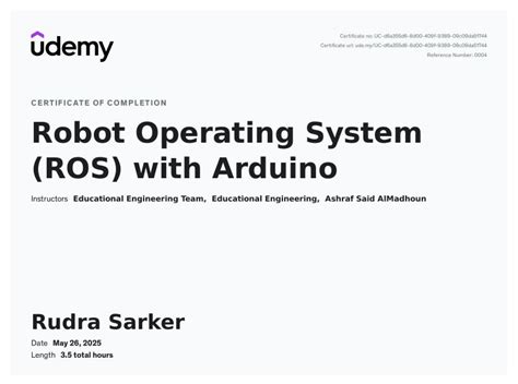 🎓 Proud To Announce My Completion Of The Robot Operating System Ros