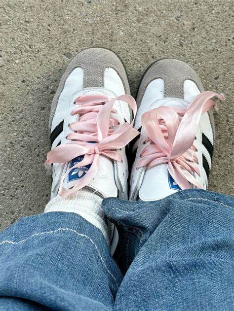 Adidas Sambas 🎀 Pink Ribbon Shoe Laces Ribbon Shoes Ribbon Shoe Laces