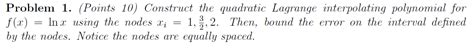 Solved Problem Points Construct The Quadratic Chegg