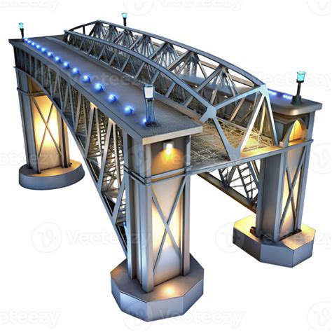 Vibrant Contemporary High Tech Architecture Bridge Exposed Steel Structure Intricate