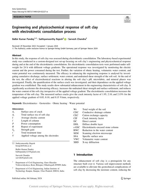 Engineering And Physicochemical Response Of Soft Clay With Electrokinetic Consolidation Process