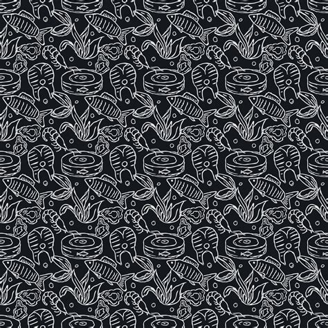 Seamless Seafood Pattern Drawn Seafood Background 25369432 Vector Art