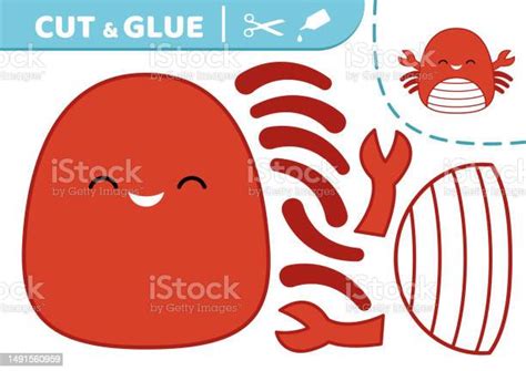 게 스퀴시멜로 자르고 붙입니다 아플 리 케 종이 게임 카와이 벡터 0명에 대한 스톡 벡터 아트 및 기타 이미지 0명 게 공예 Istock