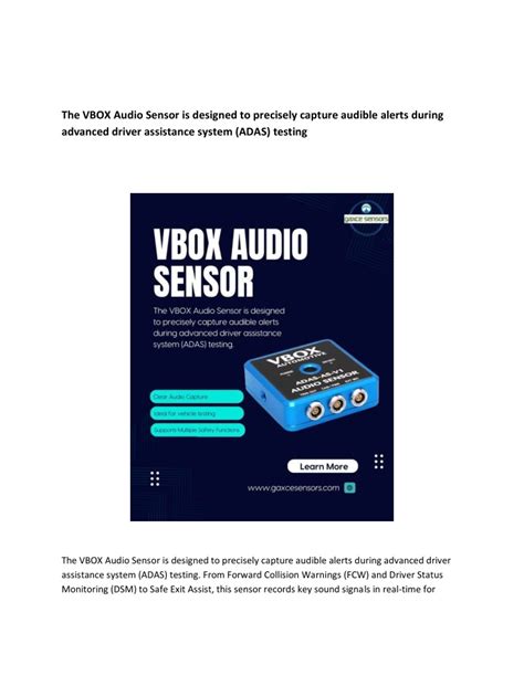 Ppt The Vbox Audio Sensor Is Designed To Precisely Capture Audible Alerts During Advanced