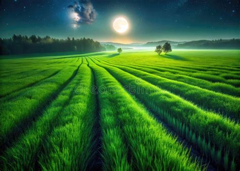 Breathtaking 8k Night Photography Of A Lush Meadow Illuminated Grass