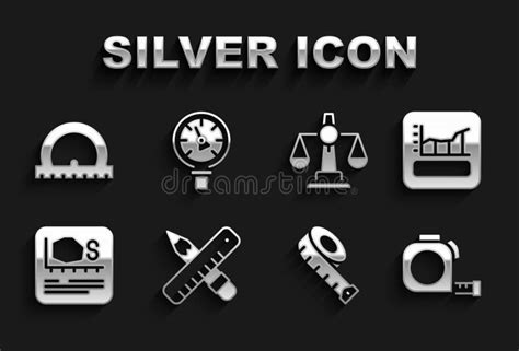 Set Crossed Ruler And Pencil Graph Schedule Chart Diagram Roulette Construction Measuring