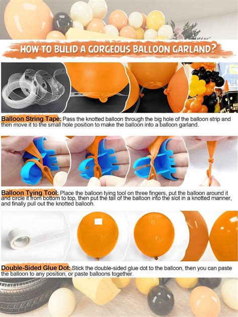 125pcs Macaron Orange Construction Themed Birthday Party Decorations