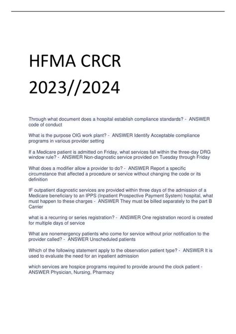 HFMA CRCR HFMA Stuvia US