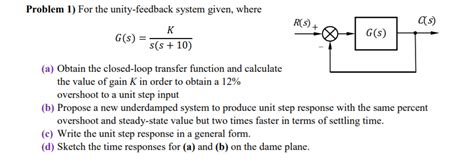 Solved Problem For The Unity Feedback System Given Where Chegg
