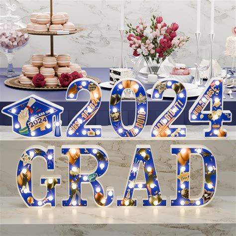 Decoraciones Para Fiesta De Graduación 2024 8 Letras Led Largas