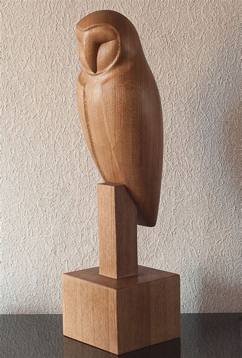 Wooden Owl Sculpture Hand Carved From Oak Wood By Valery Wood Carving Art Bird Sculpture