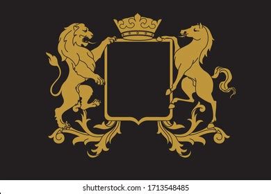 Coat Arms Crest Heraldic Medieval Rampant Stock Vector Royalty Free