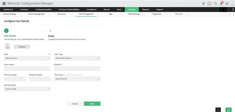 Creating Users V12 Network Configuration Manager Help