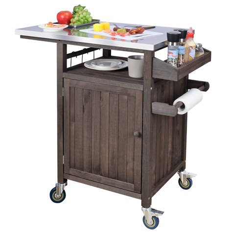 Outdoor Table Xl Outdoor Grill Cart With Stainless Steel Top Solid