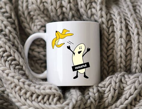 Naked Banana Censored Mug Funny Coffee Cup Cartoon Banana Adult Humor