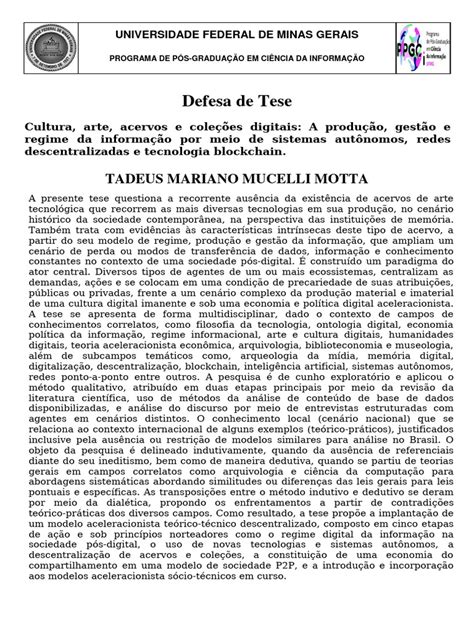 Cartaz Tadeus Mucelli Download Grátis Pdf Economia Science