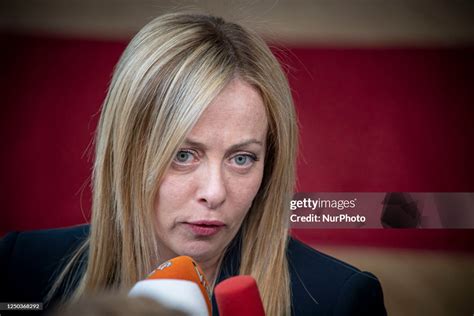 Prime Minister Of Italy Giorgia Meloni Talks To The Media At A News Photo Getty Images