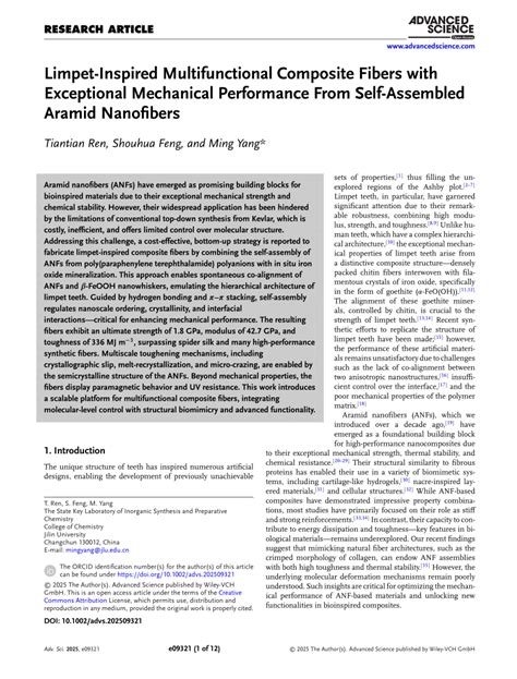 Pdf Limpet‐inspired Multifunctional Composite Fibers With Exceptional