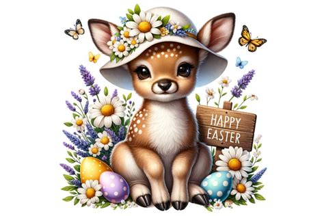 Cute Deer Easter Clipart Happy Easter Sublimation 3372429
