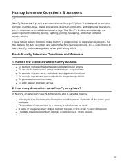 Numpy Interview Questions Answers Pdf Numpy Interview Questions Course Hero