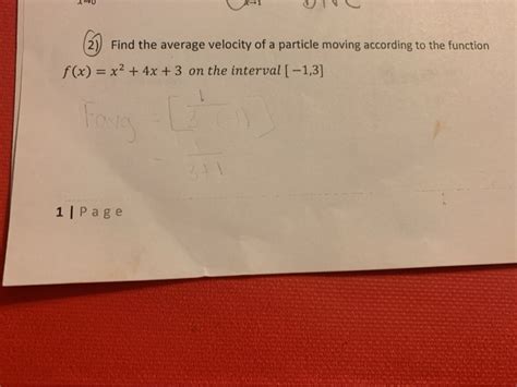 Solved Find The Average Velocity Of A Particle Moving Chegg
