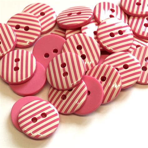 15mm Dark Pink Stripe Buttons The Button Shed