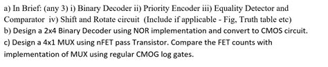 Solved A In Brief Any I Binary Decoder Ii Priority Chegg