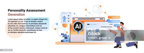 Ai 도우미 봇 성격 평가 생성 작업 개선으로 업적 목록의 확인란을 선택하는 남자 인공지능에 대한 스톡 벡터 아트 및 기타