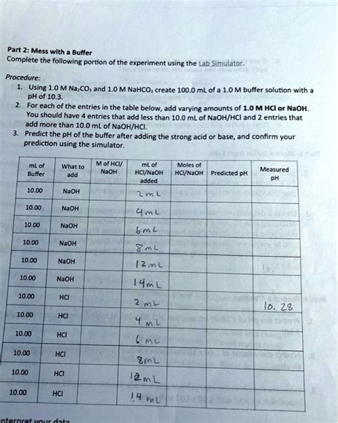SOLVED Part Mess With Buffer Complete The Following Portion Of The Experiment Using The Lab