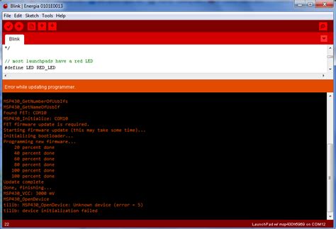 Cannot Update Firmware Via Energia To Msp Exp430fr5969 Rev 2 Msp