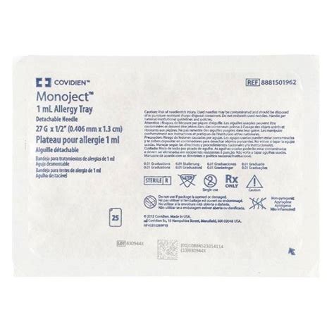 Allergy Tray With 1cc Monoject Needle — Medicalrite