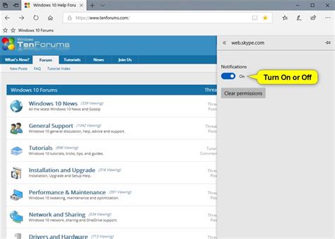 Turn On Or Off Web Notifications For Sites In Microsoft Edge Tutorials