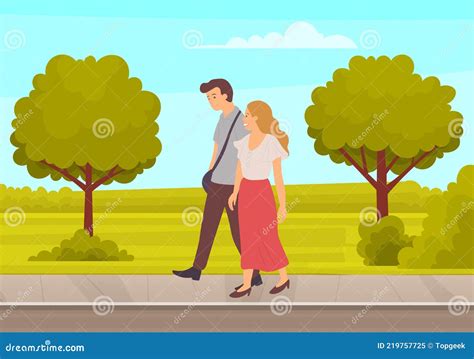 Couple In Relationship Walking In Garden Young Guy And Girl Holding