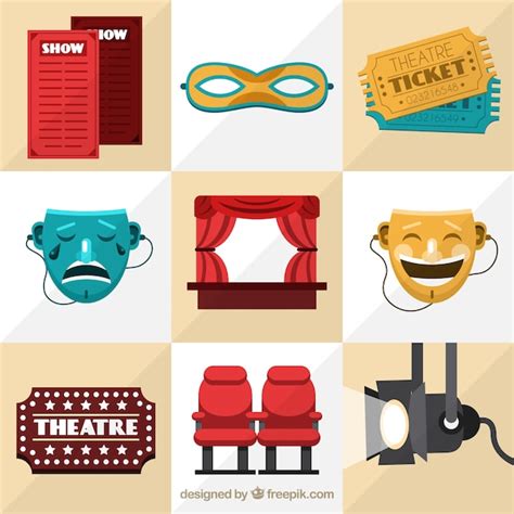 Geniales Artículos De Teatro En Diseño Plano Vector Gratis