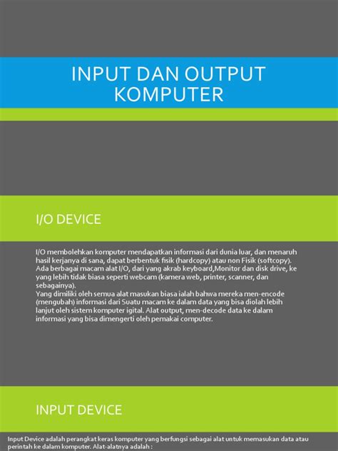 Input Dan Output Komputer Pdf Game And Aktivitas Komputer