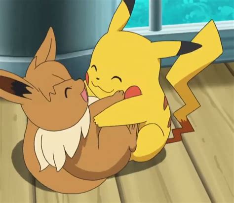 Eevee And Pikachu Kiss Pikachu And Eevee Cutest Moments In Pokemon