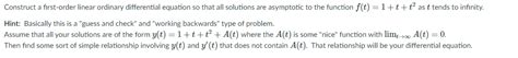 solved construct a first order linear ordinary differential