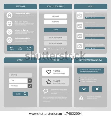 Flat Mobile Ui Design Simple Mobile Phone Buttons Forms Windows And Other Interface Elements