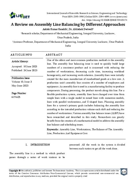 Pdf A Review On Assembly Line Balancing By Different Approaches