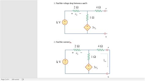 solved 1 find the voltage drop between a and b 2Ω 4Ω 1Ω