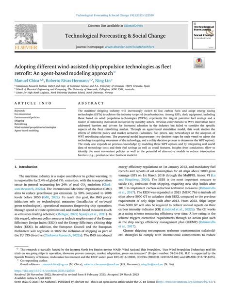 Pdf Adopting Different Wind Assisted Ship Propulsion Technologies As Fleet Retrofit An Agent