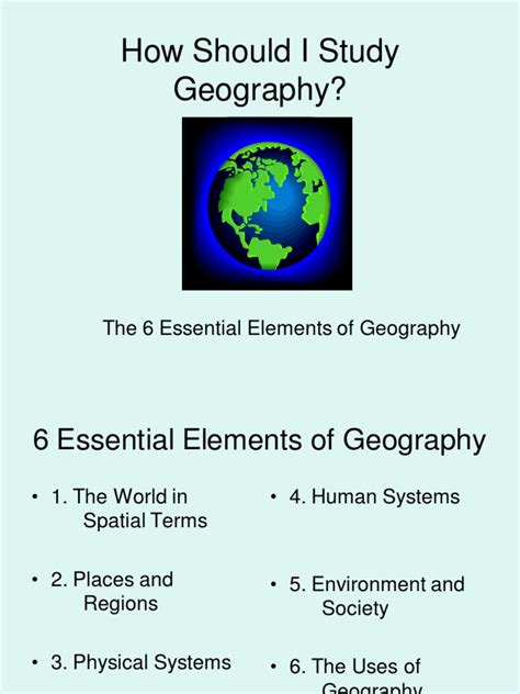 Six Essential Elements Of Geography Pdf Geography Natural Environment