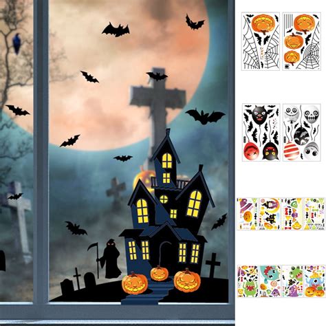 D Groee 2pcs 4pcs Halloween Window Clings Halloween Window Stickers