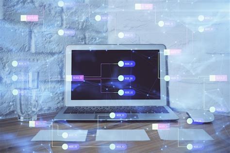 Premium Photo Double Exposure Of Desktop With Personal Computer On Background And Tech Theme