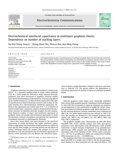 Pdf Electrochemical Interfacial Capacitance In Multilayer Graphene