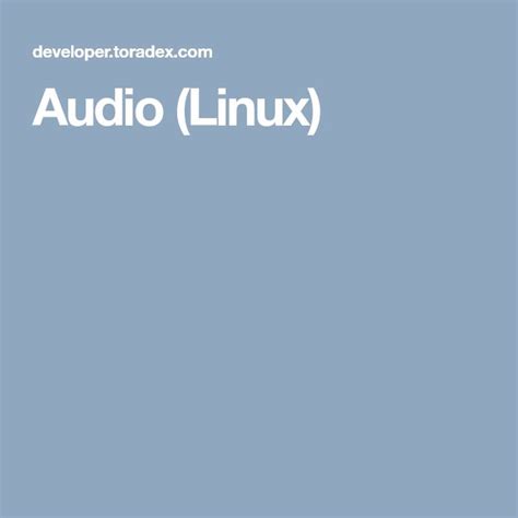 Audio Linux Linux Embedded Linux Development