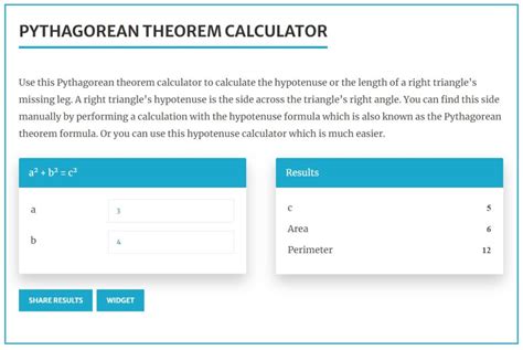 Pythagorean Theorem Calculator Sample Free Excel Templates