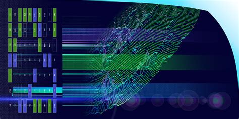 abstract background with bending color grid and data visual