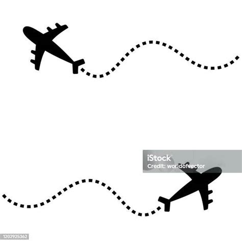 두 개의 비행기 아이콘 세트 블랙 실루엣 모양 비행기 비행 하늘에 지그재그 대시 라인 루프 여행 흔적 로맨틱 한 카드를 사랑해요 플랫 디자인 흰색 배경입니다 격리 개체